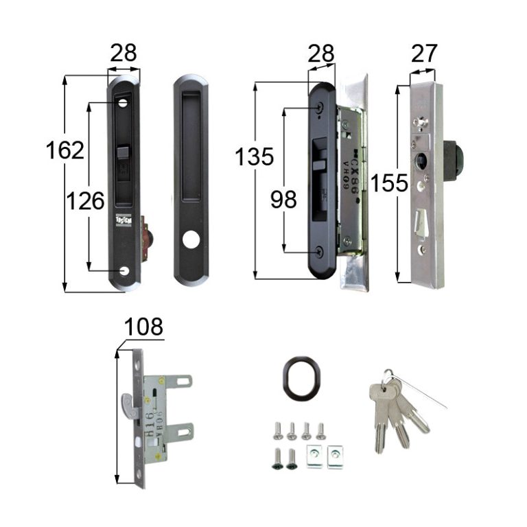 トステム 召合錠 戸先錠 KH-215 MIWA 扉厚30-33mm ブラック色 キー3本付【エルミナ アルミサッシ 引戸錠】【L1Y49 ...