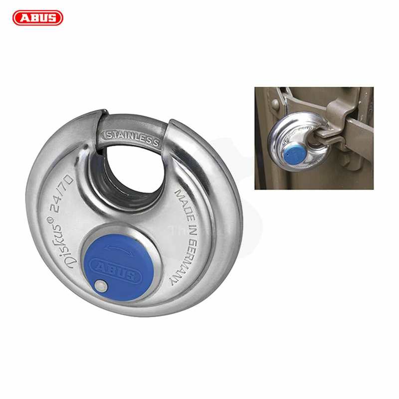 [円盤形の定番] ABUS 南京錠 Diskus 24IB 70サイズ キー3本付 多用な攻撃を防ぐ丸型南京錠 水に強いIBシリーズ【アバス ディスカス 24IB/70】【防犯対策 盗難対策 ...