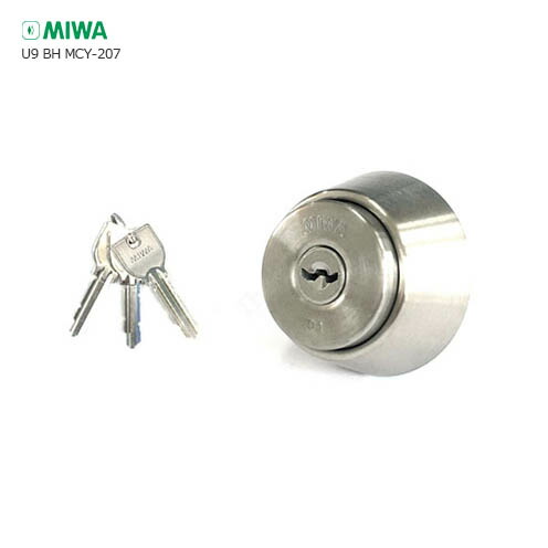 美和ロック U9シリンダー BHタイプ MCY-207 扉厚33-41mm ステンレスヘヤーライン色 キー3本付【MIWA U9 DZ.CY ST】 | The鍵堂