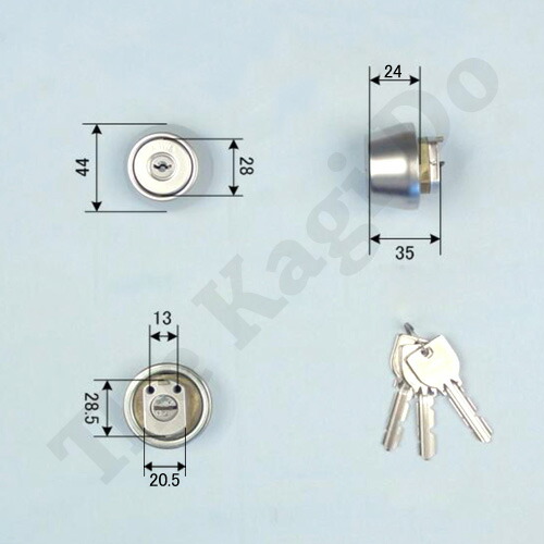 美和ロック U9シリンダー LZ-1タイプ MCY-152 扉厚28-34mm シルバー色 キー3本付【MIWA U9 LZ1.CY HG】 | The鍵堂
