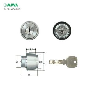 [DN仕様向け] MIWA KABA JNシリンダー BH MCY-240 キー3本付 扉厚33〜41mm向け【美和ロック DN】【MCY240】【ステンレスヘヤーライン色】【ディンプルキー ...
