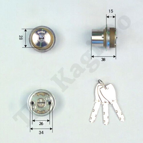 美和ロック PRシリンダー LIXタイプ MCY-243 ステンレスヘヤーライン色 キー3本付【MIWA PR TE0.CY ST】【ディンプルキー】 | The鍵堂
