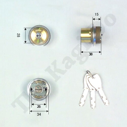 美和ロック PRシリンダー LIXタイプ MCY-253 ゴールド色 キー3本付【MIWA PR TE0.CY BS】【ディンプルキー】 | The鍵堂
