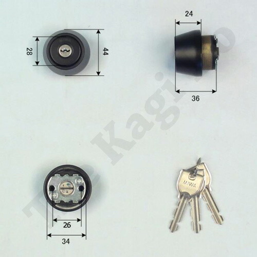 美和ロック U9シリンダー LSPタイプ MCY-139 扉厚28-36mm ブラック色 キー3本付【MIWA U9 TE24.CY BK】 | The鍵堂