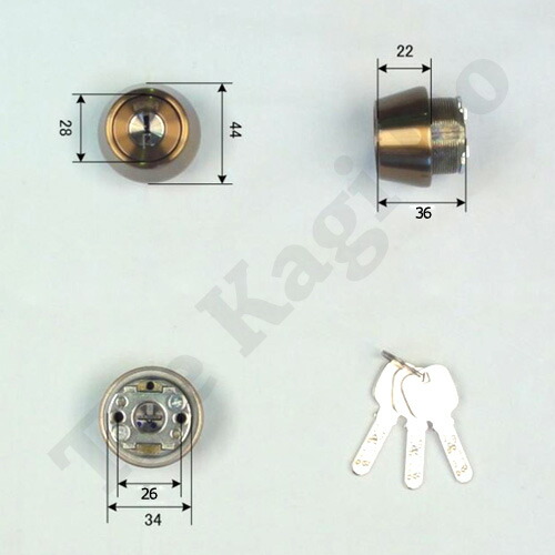 美和ロック JNシリンダー LSPタイプ MCY-189 扉厚37-41mm セラミックブロンズ色 キー3本付【MIWA JN TE22.CY CB】【ディンプルキー】 | The鍵堂
