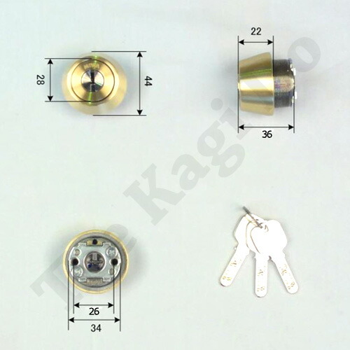 美和ロック JNシリンダー LSPタイプ MCY-190 扉厚37-41mm ゴールド色 キー3本付【MIWA JN TE22.CY BS】【ディンプルキー】 | The鍵堂