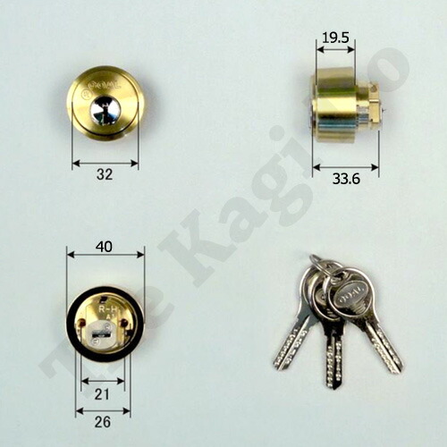 ゴール V18シリンダー LXタイプ GCY-212 扉厚29-43mm ゴールド色 キー3本付【GOAL V-LX 5 21 ｼﾙｾｯﾄ】【ディンプルキー】 | The鍵堂