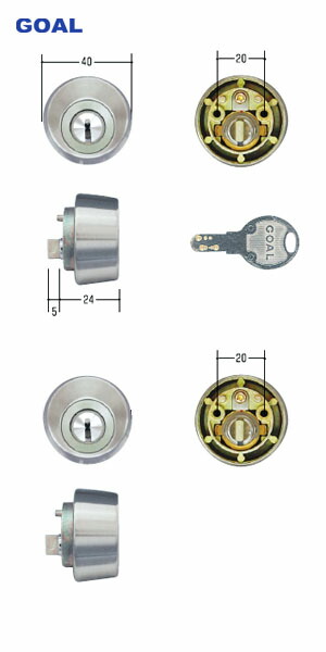 トステム GOAL D9シリンダー GCY-112 シルバー色 キー5本付【デュオPG/SG ベルエア セリード】【QDC899-QDC900(SPJ648)-QDC899】【2個同一キー ...