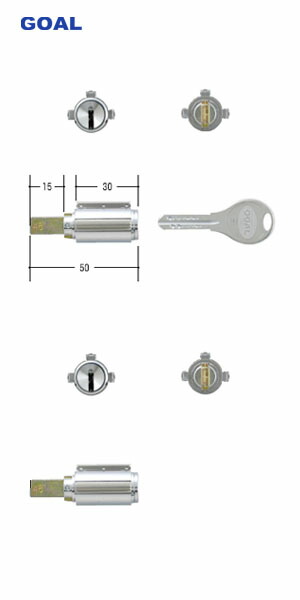 [テール刻印43][2ロック] ゴール V18シリンダー PXタイプ GCY-261 扉厚31-34mm キー6本付【PX-GD】【PX-TDD】【PXK-TDD】【GOAL V-PX 15 ...
