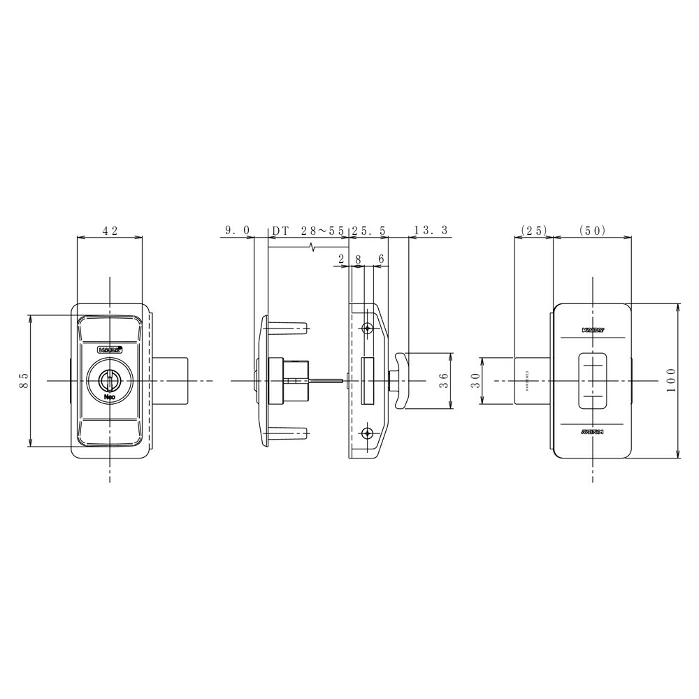 KABA リムロック 6500E 長座面付錠 カバスターネオ キー5本付【標準サムターン】【Kaba Star Neo】 | The鍵堂