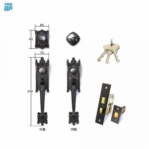 [2ロックセット] YKKap サムラッチハンドル錠セット J0223 BS58mm DT34mm キー3本付【左右兼用】【YKK DH=2000 マグネット式 GrandLock グランド ...