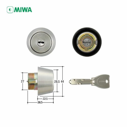 MIWA PRシリンダー BH MCY-223 キー3本付 扉厚33〜41mm向け【美和ロック DZ】【MCY223】【ステンレスヘヤーライン色】【ディンプルキー】【防犯対策】 | The鍵堂