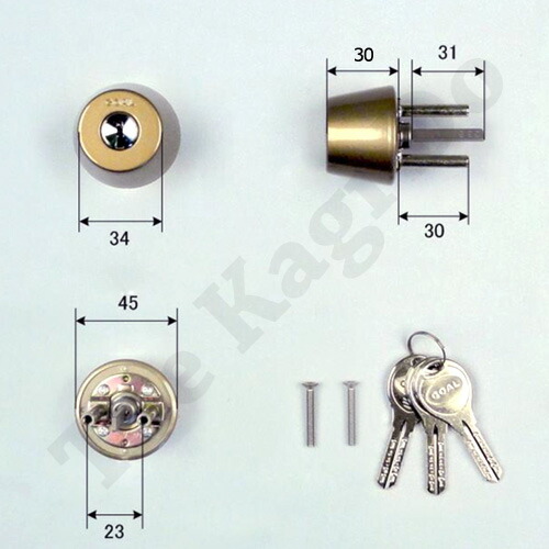 ゴール V18シリンダー ADタイプ GCY-226 扉厚30-43mm アンバー色 キー3本付【GOAL V-AD 5 80 ADｻﾑﾖｳ ｼﾙ】【ディンプルキー】 | The鍵堂