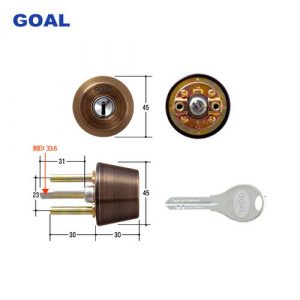 ゴール V18シリンダー ADタイプ GCY-227 扉厚30-43mm 銅古美色 キー3本付【GOAL V-AD 5 51 ADｻﾑﾖｳ ｼﾙ】【ディンプルキー】 | The鍵堂