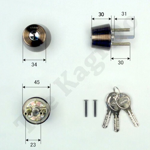 ゴール V18シリンダー ADタイプ GCY-227 扉厚30-43mm 銅古美色 キー3本付【GOAL V-AD 5 51 ADｻﾑﾖｳ ｼﾙ】【ディンプルキー】 | The鍵堂