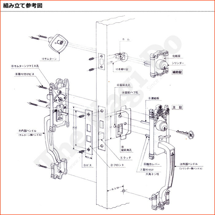 YKKap サムラッチハンドル錠 J0023 DT34mm【左右兼用】【YKK DH=2000 マグネット式 GrandLock グランド ...
