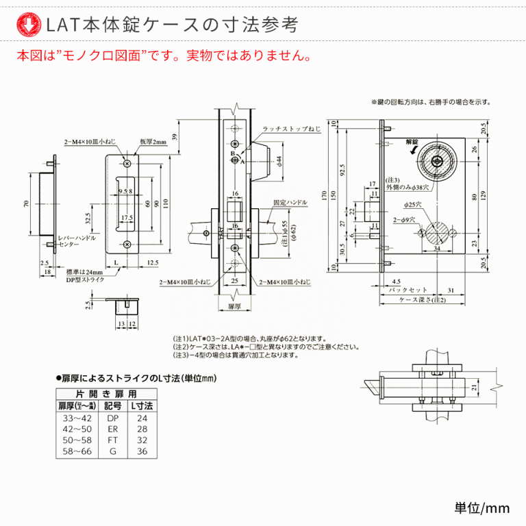 美和ロック レバーハンドル錠 U9 LAT50-2A【MIWA LATシリーズ 自動施錠】【ステンレス】 | The鍵堂