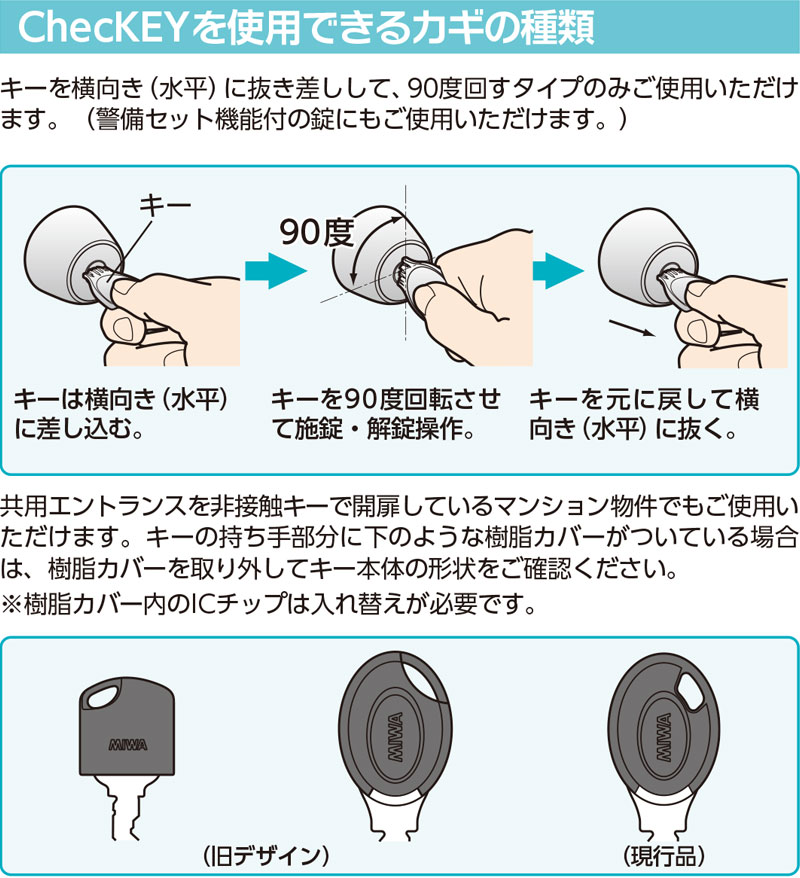 MIWA ChecKEY2 チェッキー2【美和ロック U9 UR PR PS ICタグ対応】【キーカバー キーホルダー】 | The鍵堂